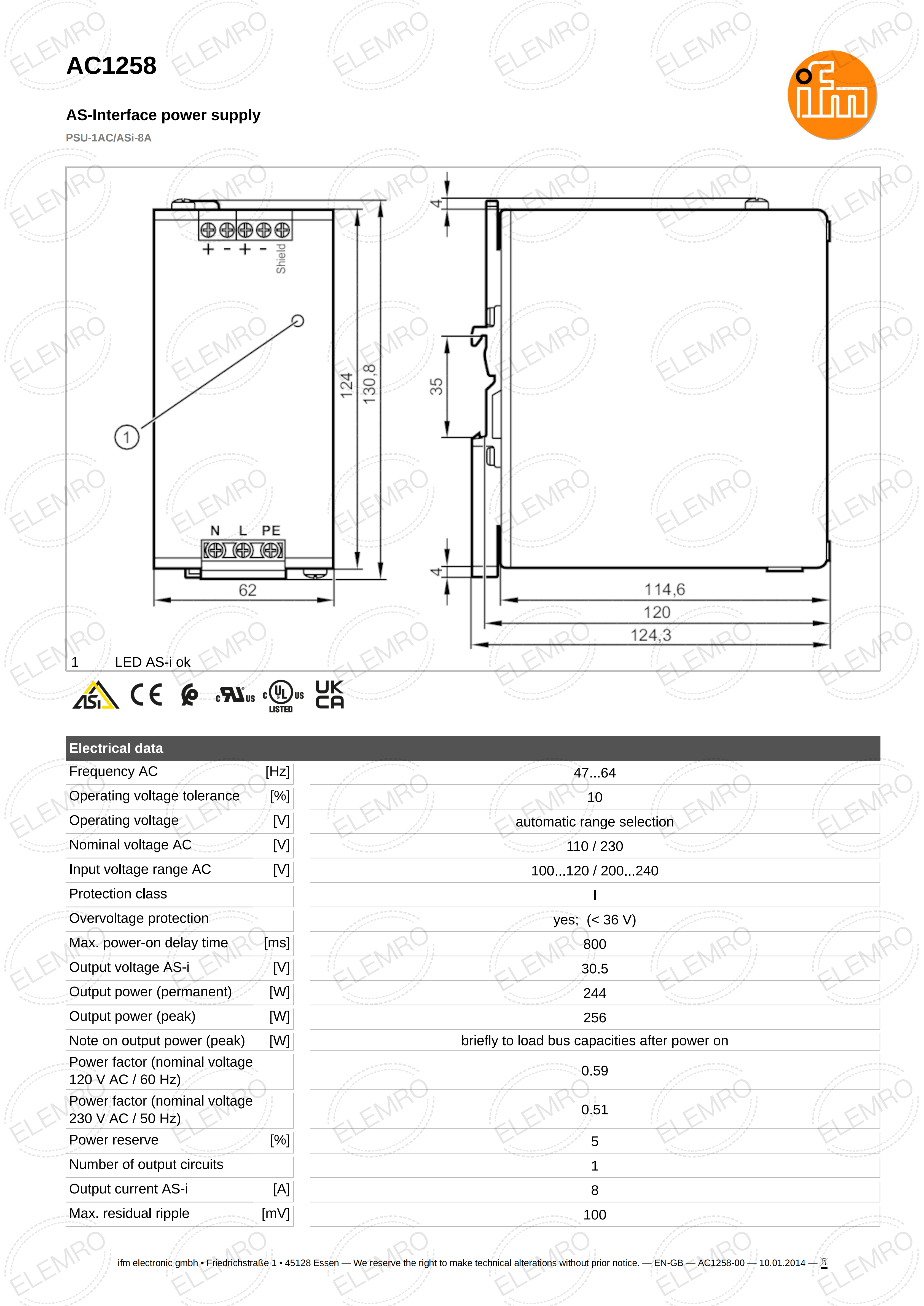 ELEMRO » IFM PLC AS-Interface power supply AS-i Gateway 2Master PB AC1258