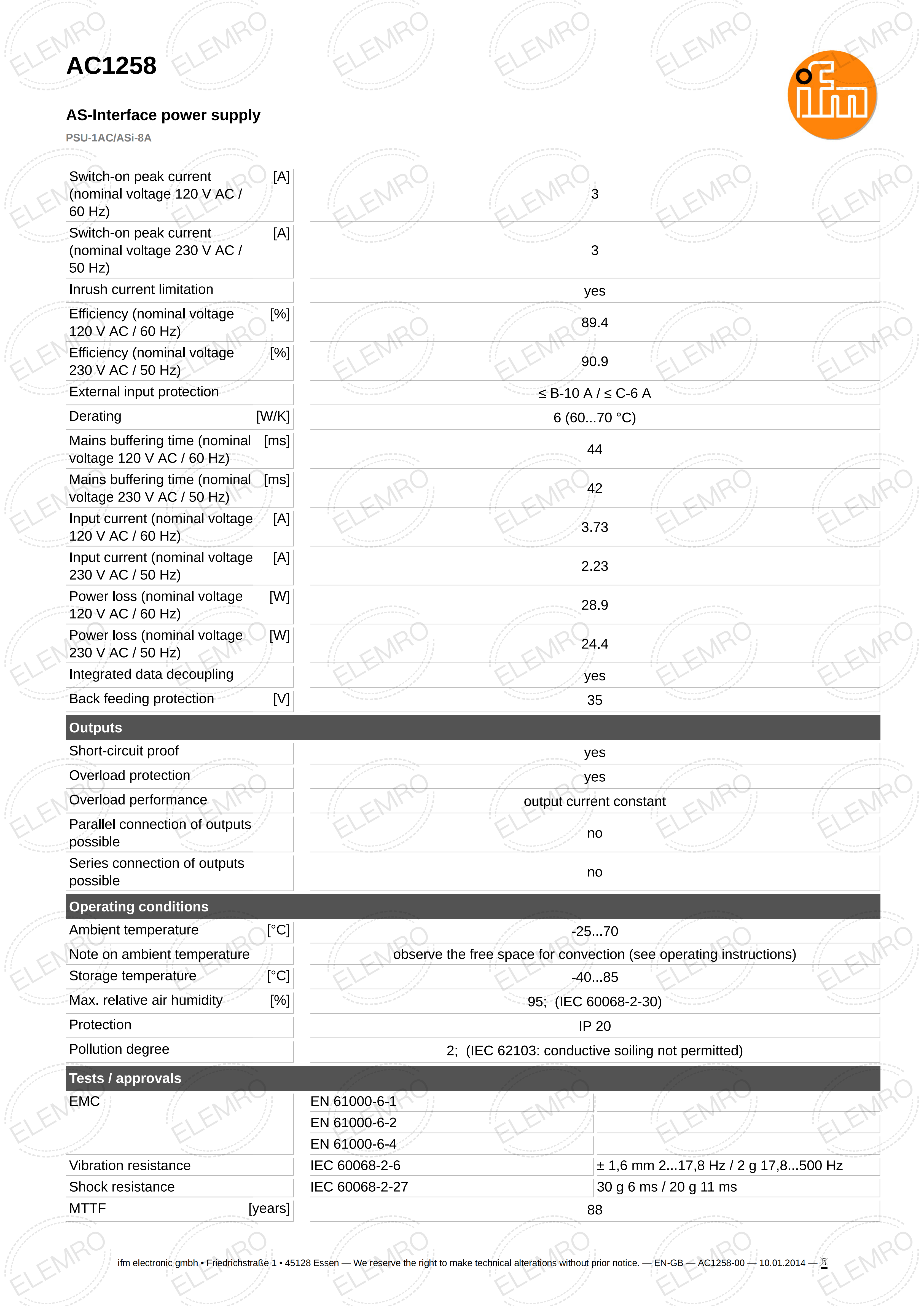 ELEMRO » IFM PLC AS-Interface power supply AS-i Gateway 2Master PB AC1258