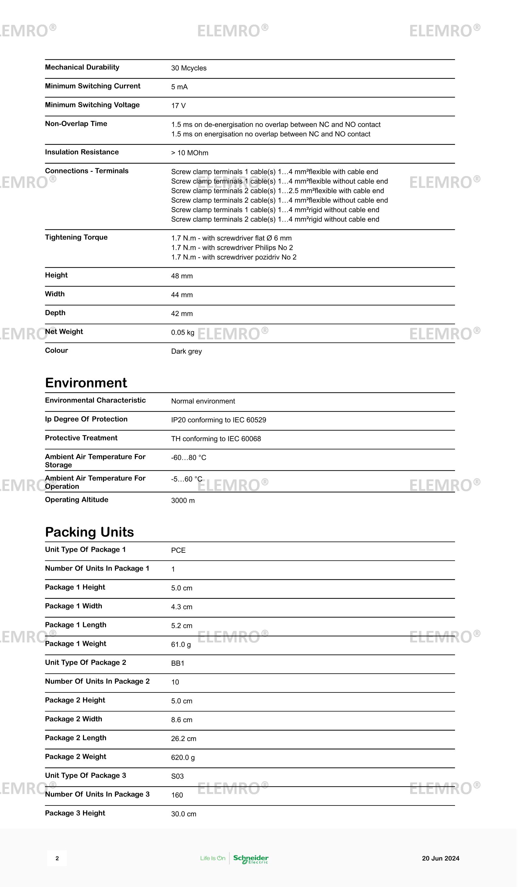 ELEMRO » Schneider Auxiliary contact block TeSys Deca LADN13