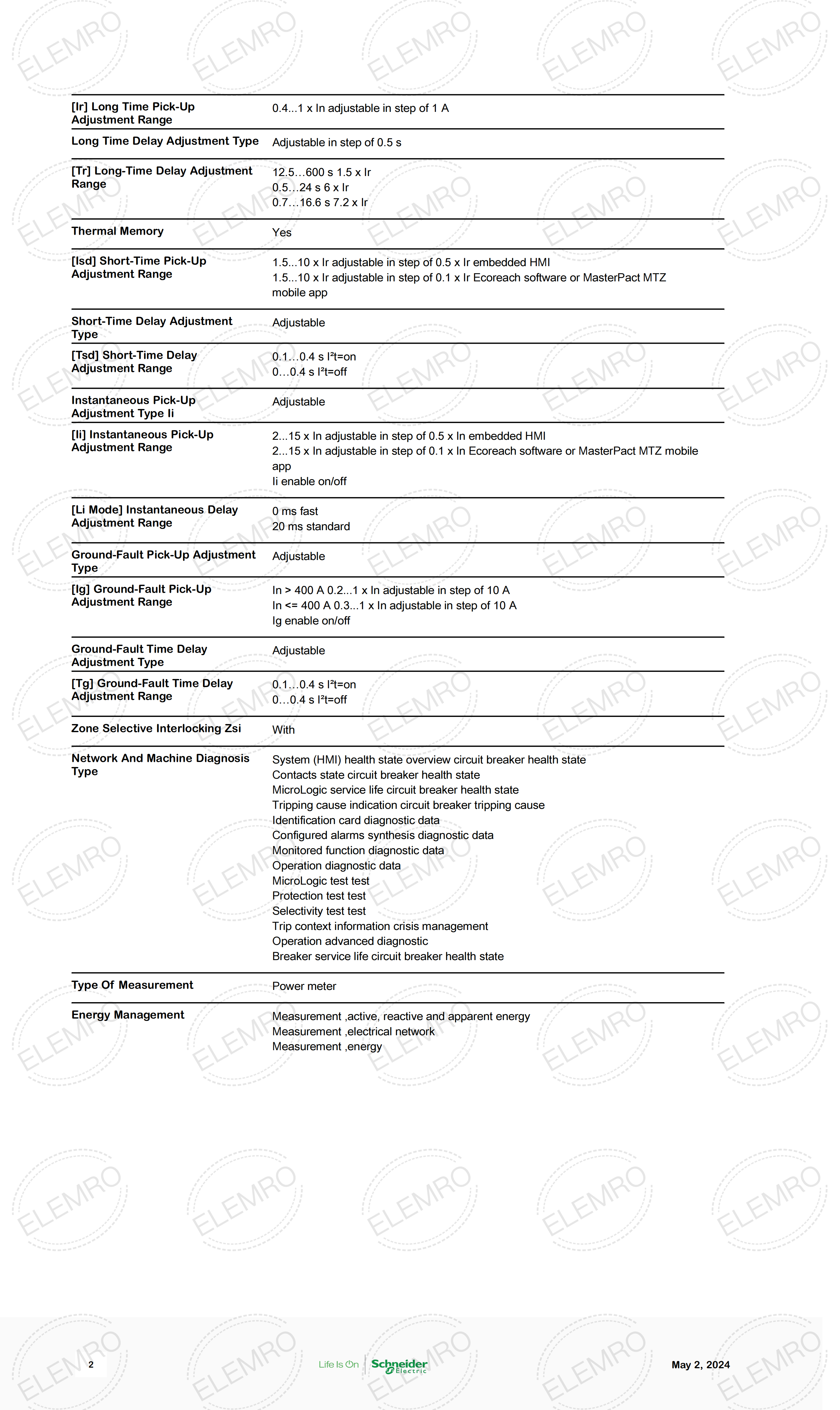 ELEMRO » Schneider ACB MasterPacT MTZ Circuit Breakers MicroLogic 6.0X ...
