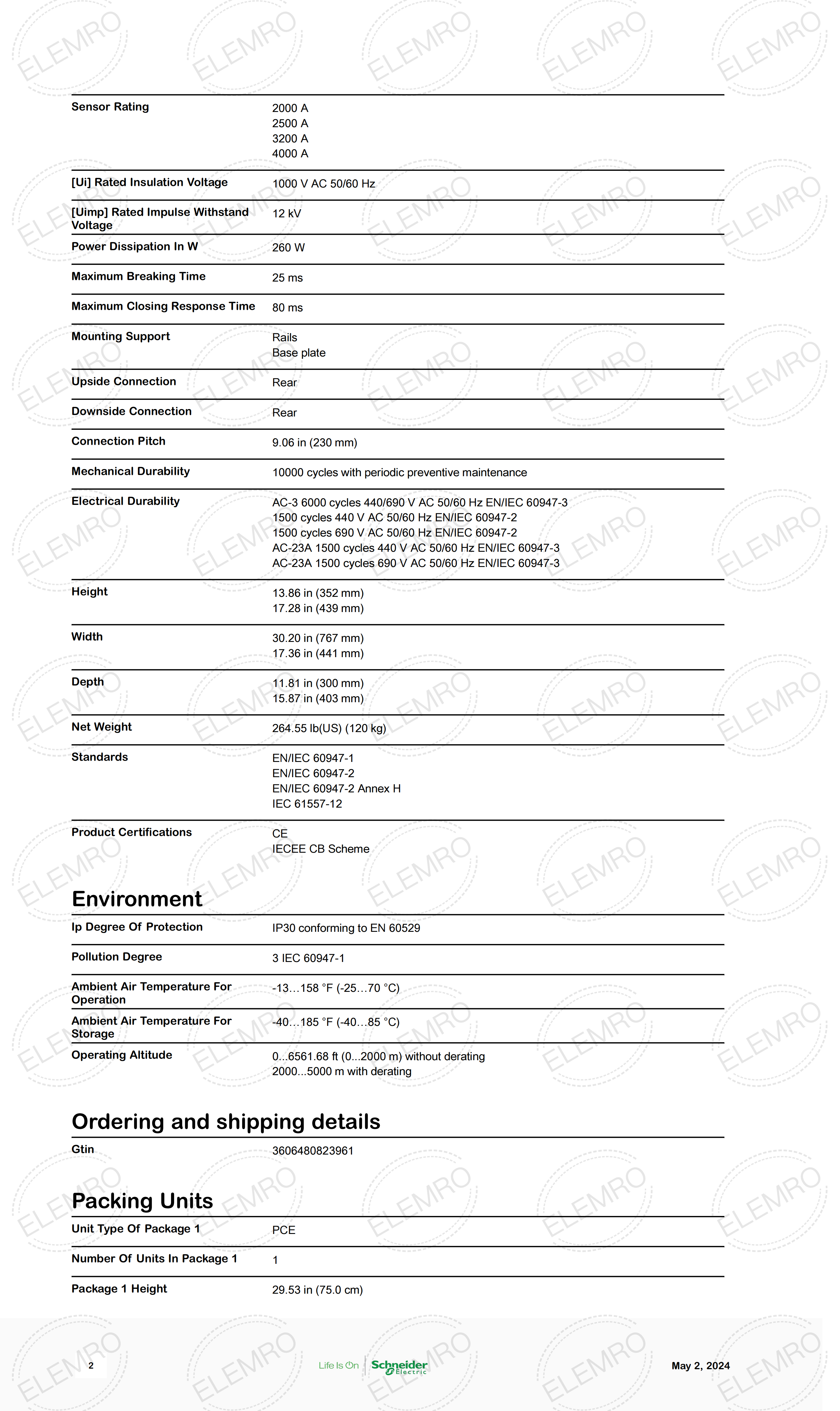 ELEMRO » Schneider ACB MasterPact MTZ Circuit breakers MTZ3 40H2 fixed ...