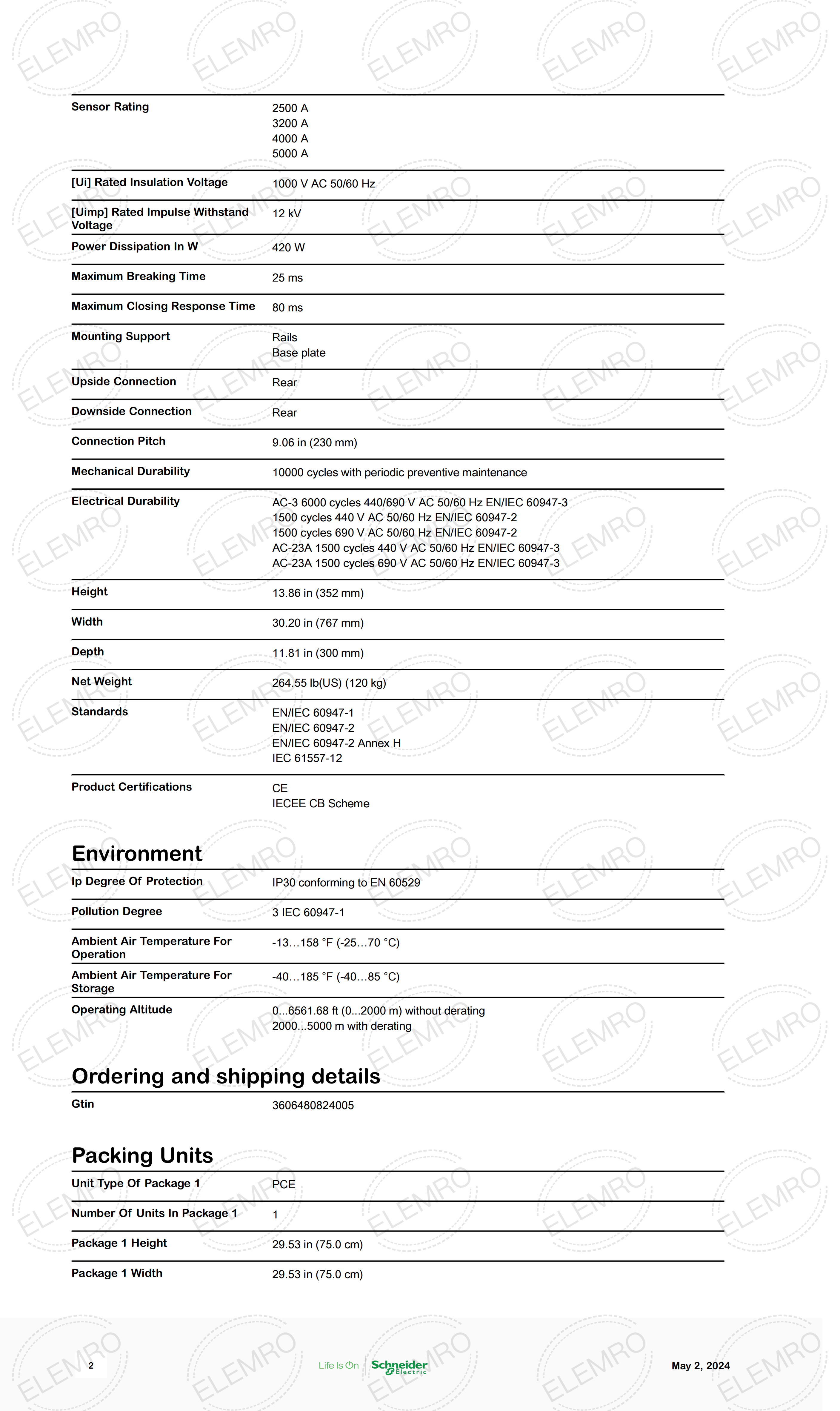 ELEMRO » Schneider ACB MasterPacT MTZ Circuit Breakers MTZ3 50H2 fixed ...