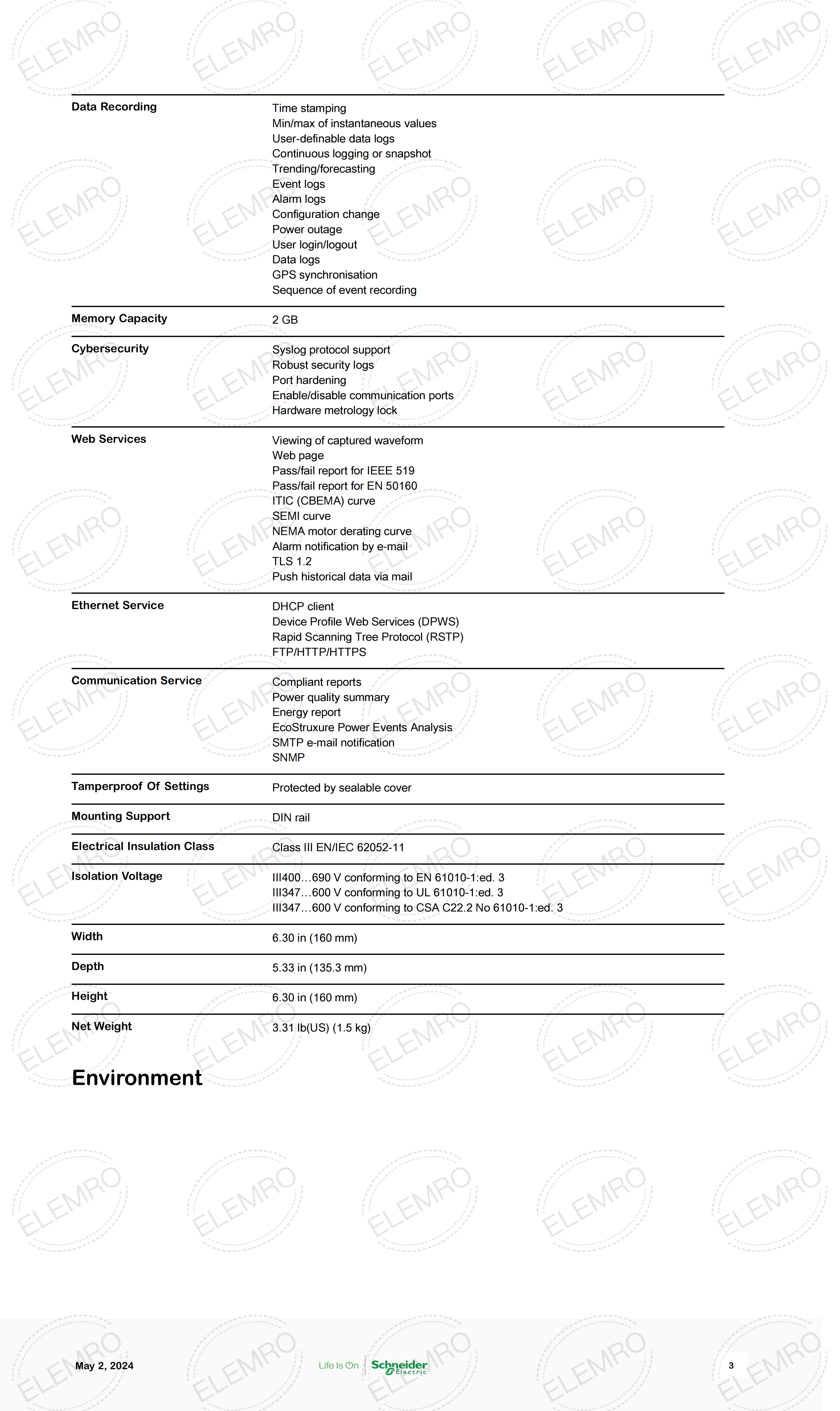 ELEMRO » Schneider PLC PowerLogic ION9000 Meter DIN Mount no Display HW ...